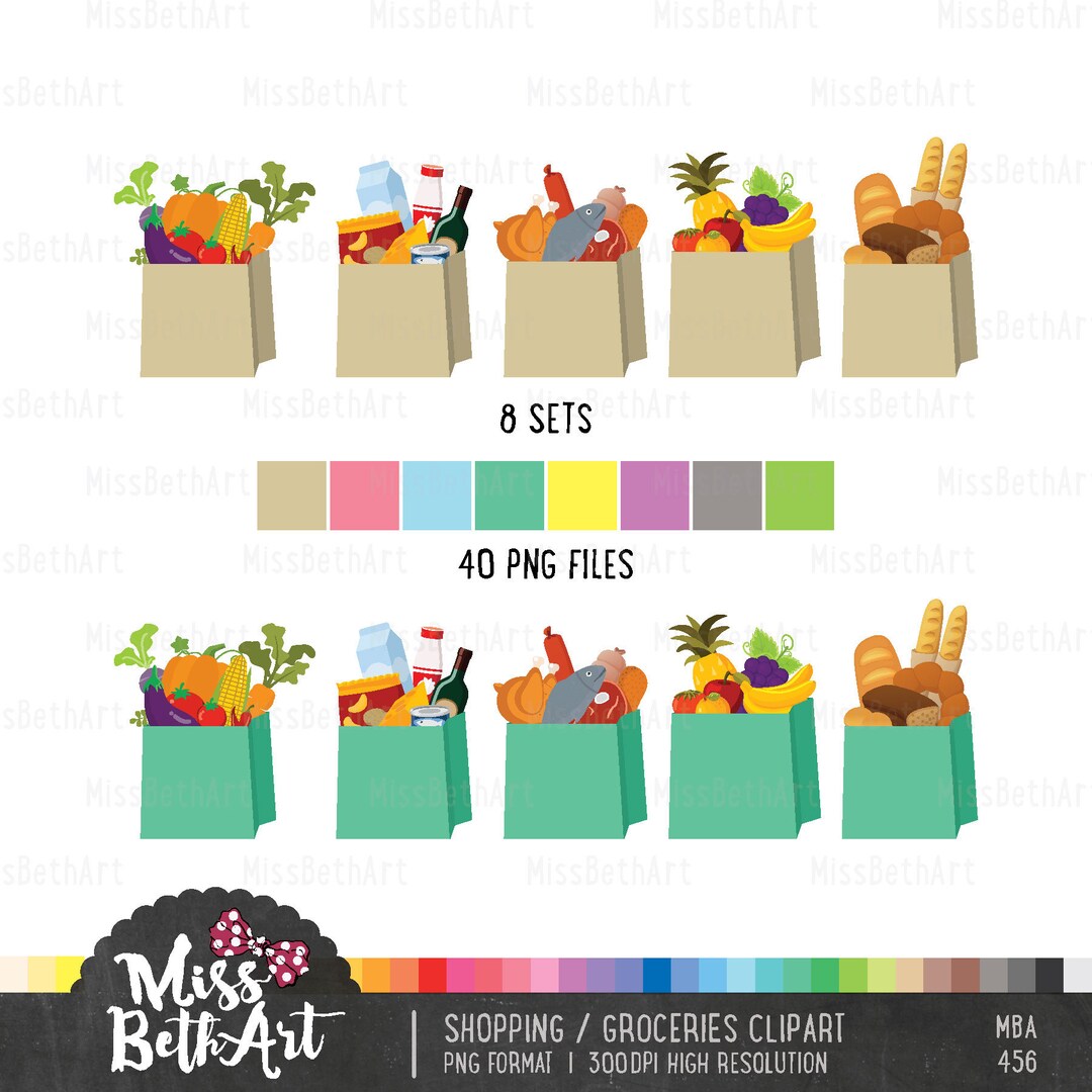 30 Colors Grocery Bag. Shopping Bag. Supermarket. Fresh Groceries ...