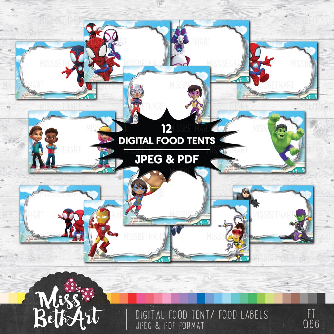 Instant Download - Digital Spidey Food Labels, Food Tent, Birthday ...