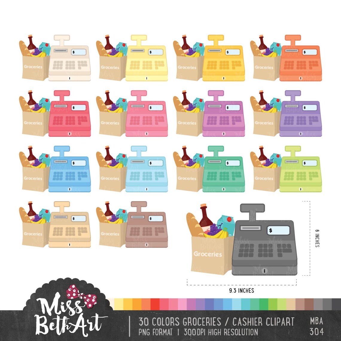 30 Colors Groceries / Shopping Cashier Clipart Instant - Etsy