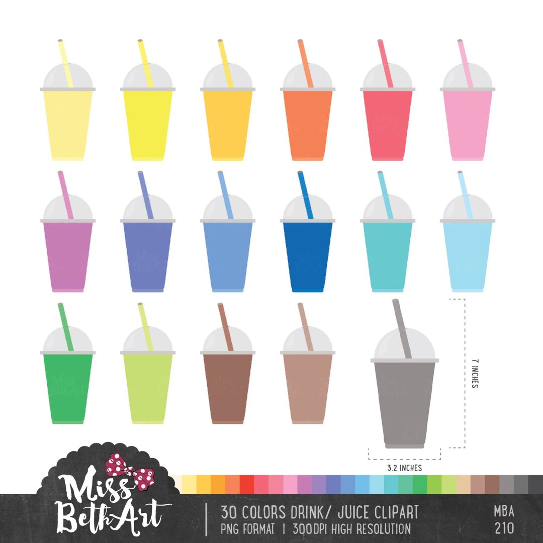 30 Colors Juice/ Drink Clipart. School Bulletin Board Clipart. Planner ...