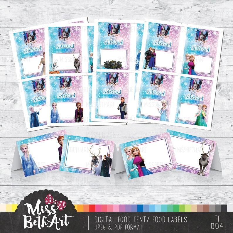 Instant Download Digital Frozen Food Labels, Food Tent, Birthday Party ...