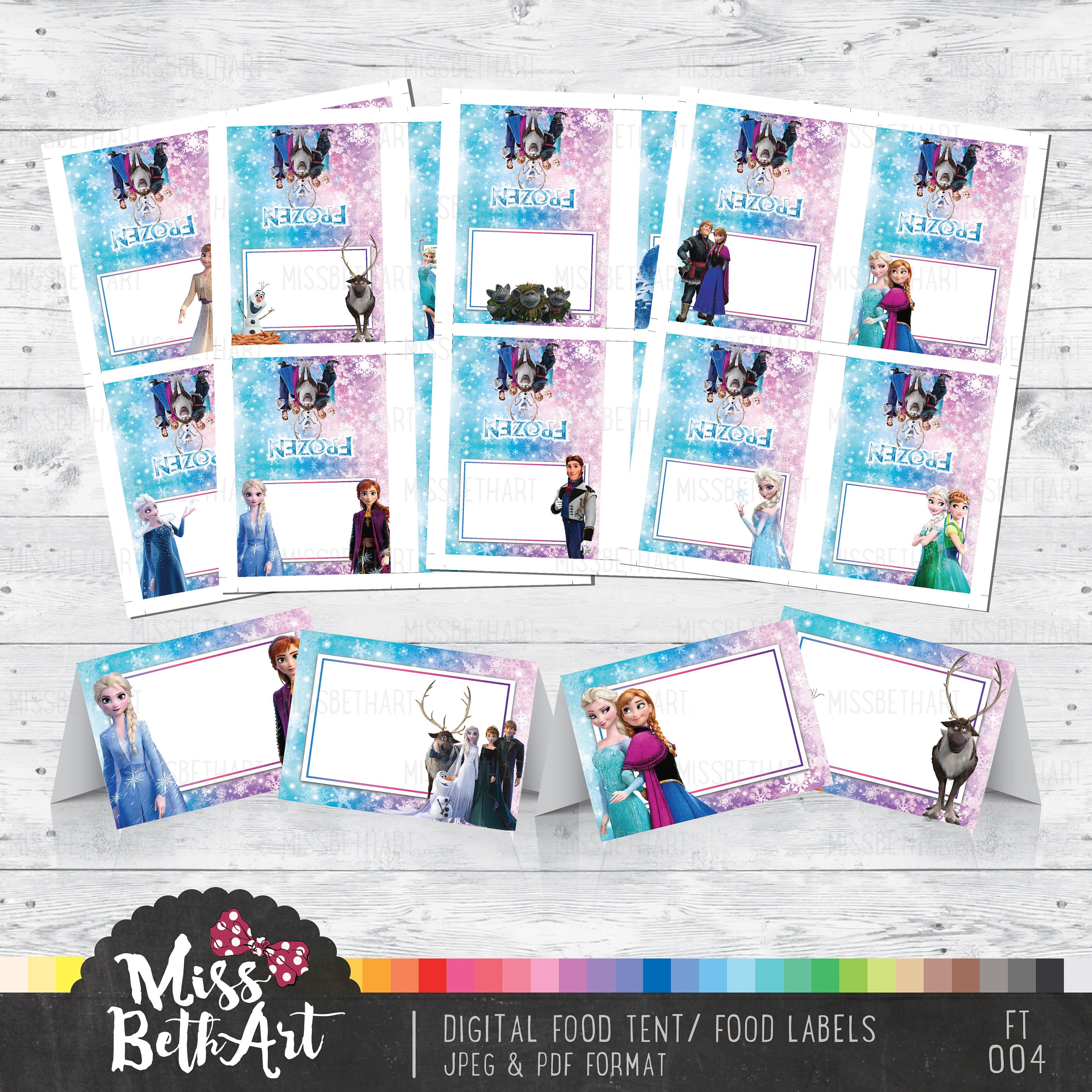 Instant Download Digital Frozen Food Labels, Food Tent, Birthday Party ...