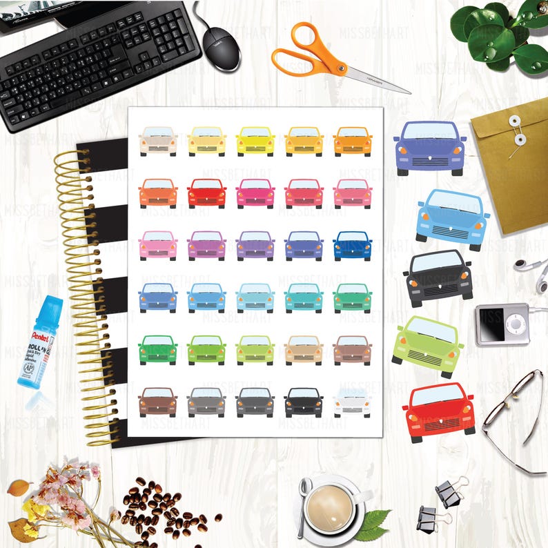 30 Colors Travel/ Car Clipart. Planner Clipart. School Clipart ...