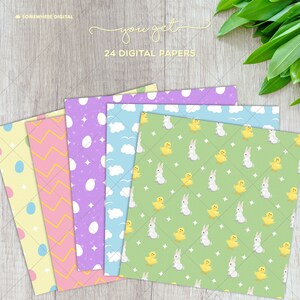 Easter Digital Paper Easter Scrapbooking Kit Easter Bunnies Paper Chick ...