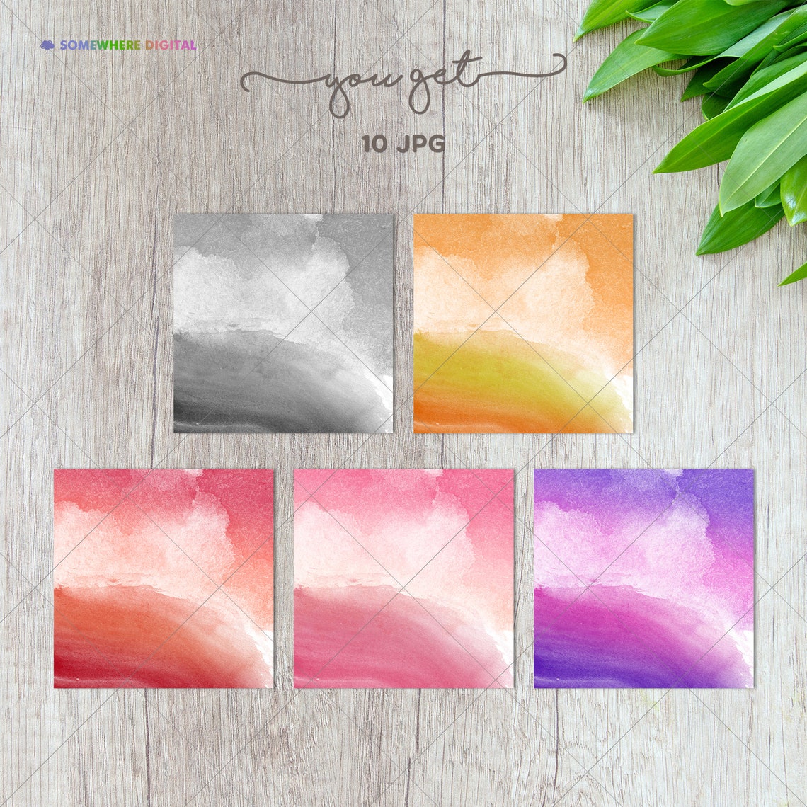 Watercolor Textures Digital Paper Pack: Ombre Scrapbooking (digital ...