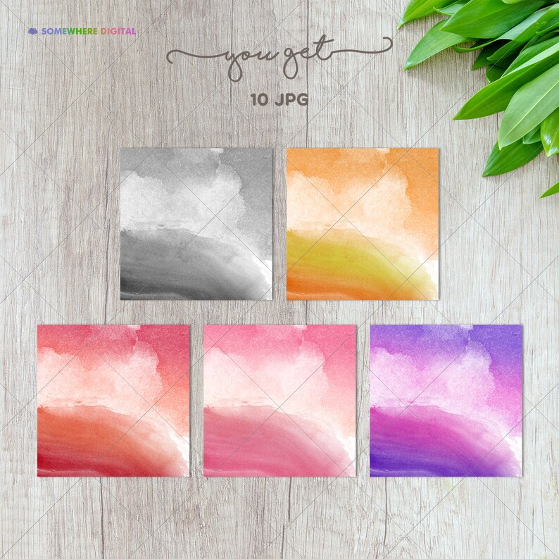 Watercolor Textures Digital Paper Pack: Ombre Scrapbooking (digital ...