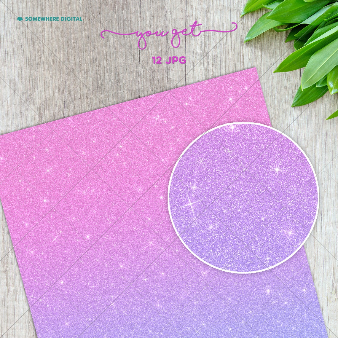 Ombre Glitter Digital Paper Rainbow Glitter Printable Glitter ...