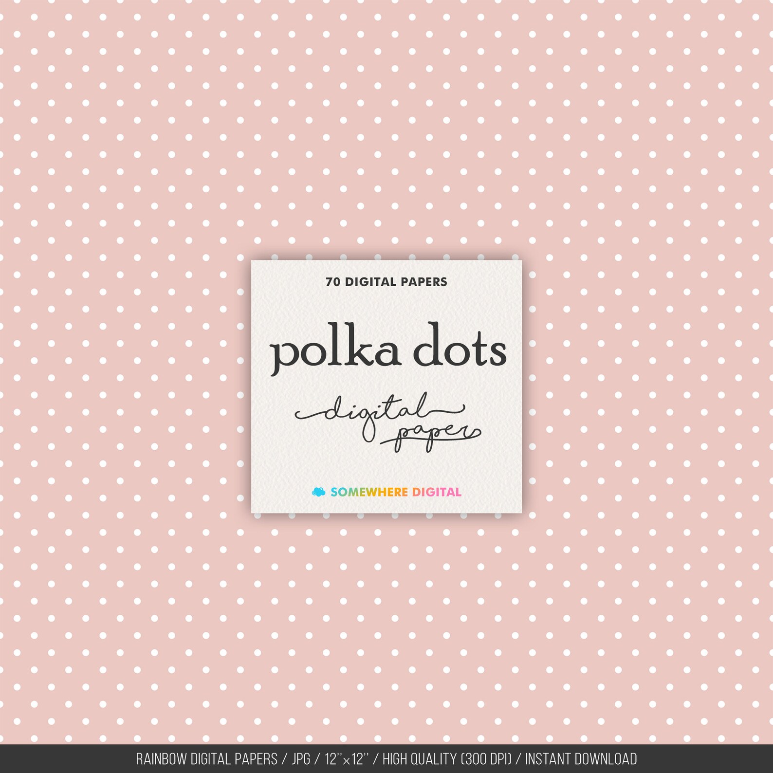 Polka Dot Digital Paper Polka Dots Paper Rainbow Polka Dot Printable ...