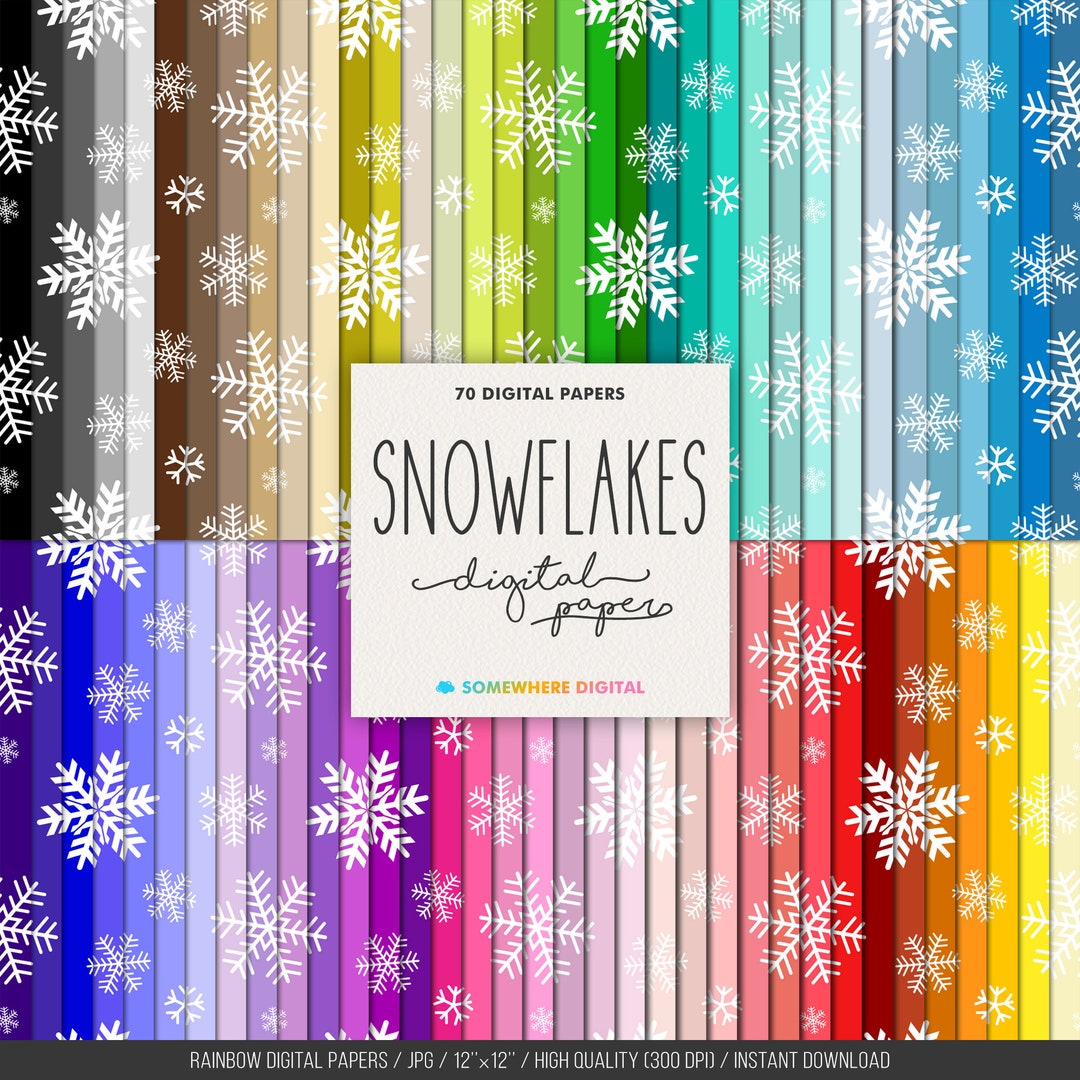 Rainbow Snowflakes Digital Paper: Christmas Scrapbooking (digital ...