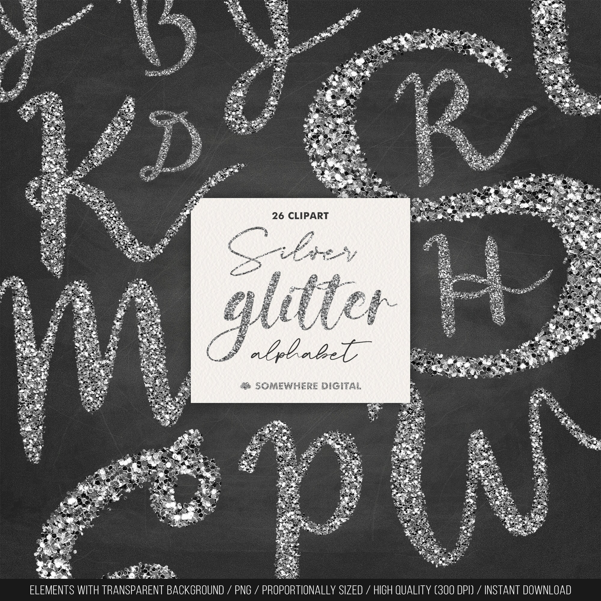 Buy Glitter Alphabet Clipart Glitter Silver Alphabet Glitter Online in ...