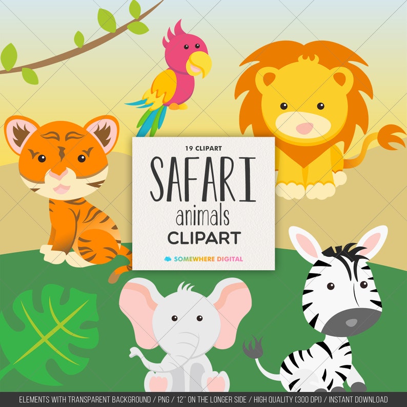 Jungle Animal Clipart Safari Animal Jungle Clipart Jungle SVG Cute ...