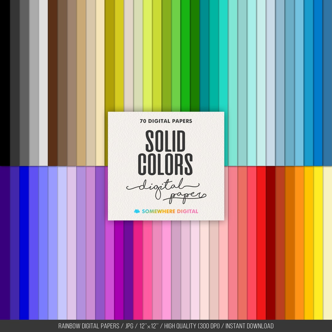 Solid Colors Digital Paper: Pastel Rainbow Scrapbook (instant Download ...