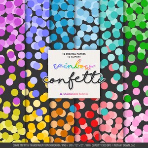 Confetti Clipart Confetti Digital Paper Rainbow Confetti Clipart ...