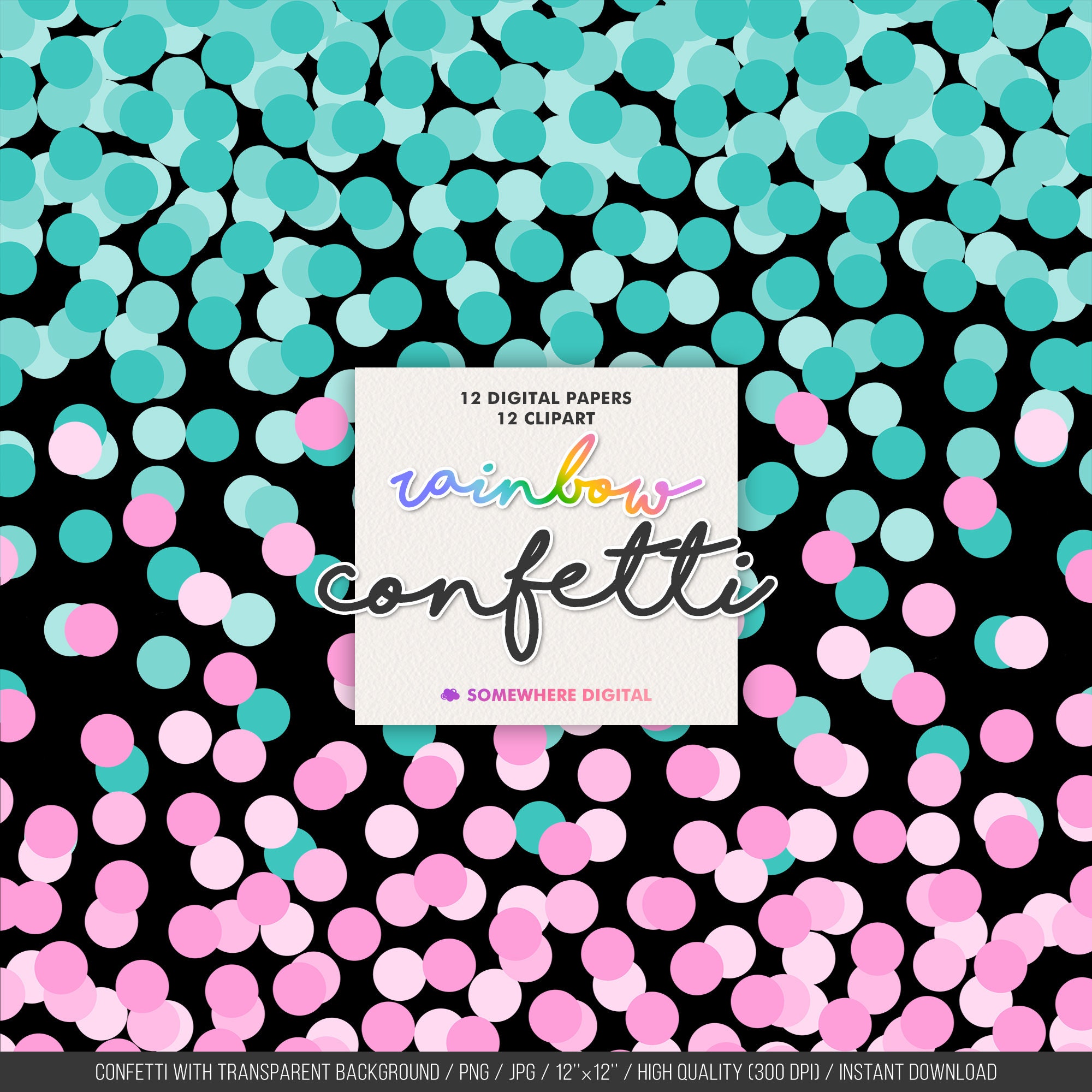 Confetti Clipart Confetti Digital Paper Rainbow Confetti Clipart ...
