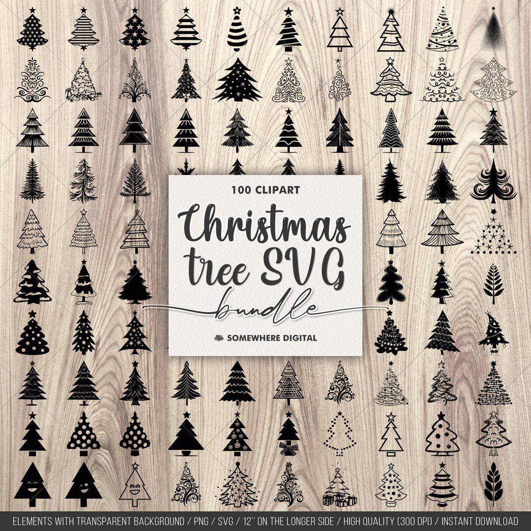 Christmas Tree Svg Bundle Christmas Tree Black and White Clipart ...