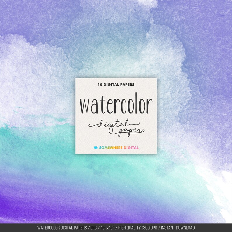 Watercolor Textures Digital Paper Pack: Ombre Scrapbooking (digital ...