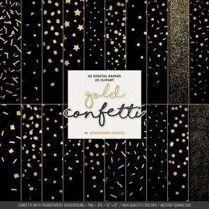 Confetti Clipart Gold Confetti Digital Paper Confetti Gold Foil Clip ...