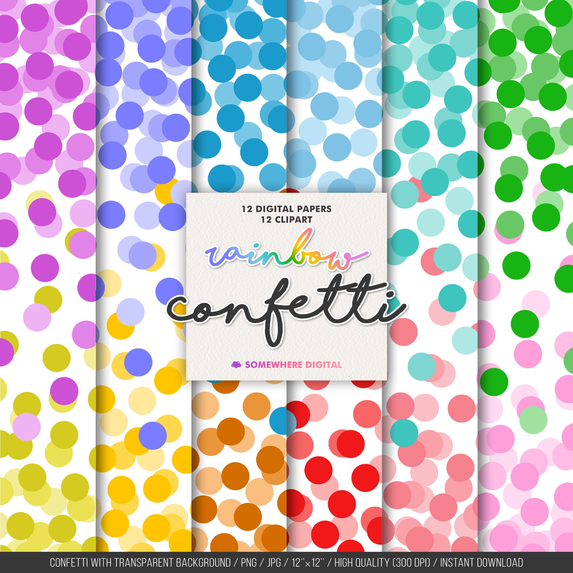 Confetti Clipart Confetti Digital Paper Rainbow Confetti Clipart ...