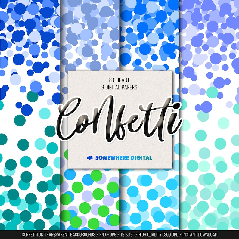 Confetti clipart Confetti digital papers Confetti clip art | Etsy