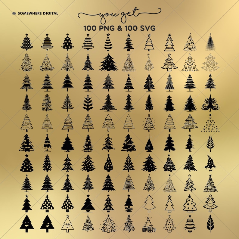 Christmas Tree Svg Bundle Christmas Tree Black and White Clipart ...
