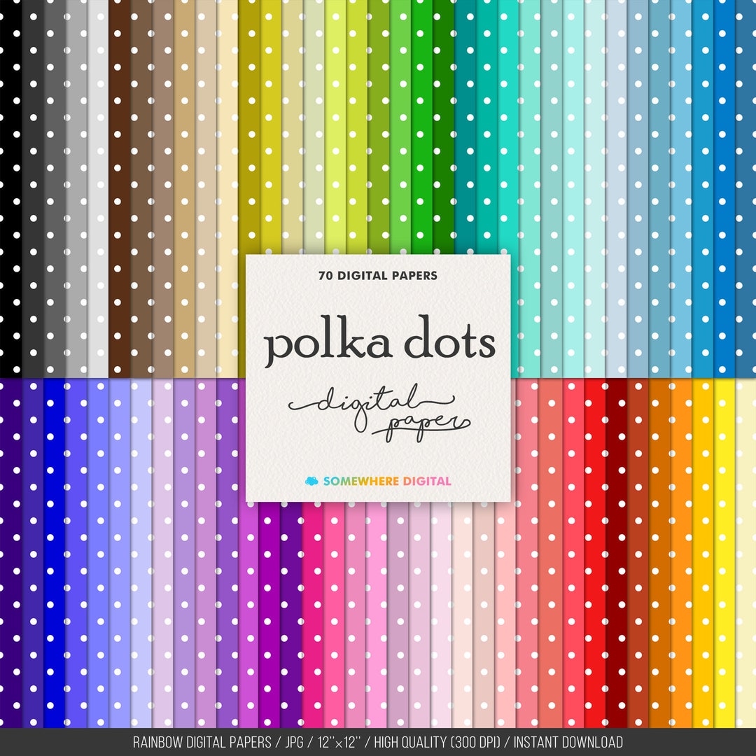 Polka Dot Digital Paper Polka Dots Paper Rainbow Polka Dot Printable ...