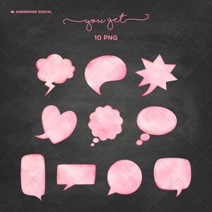 Watercolor Clipart Speech Bubbles Watercolor Clipart Texts Clouds ...