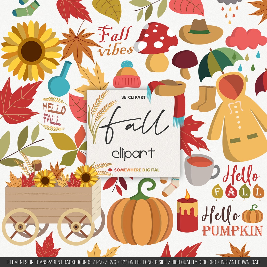 Fall Clipart Fall Stickers Autumn Bundle Pumpkin Clipart Supplies Kids ...