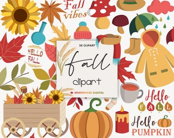 Hello Fall Clipart Vector Pack Autumn Clipart Fall Icons - Etsy