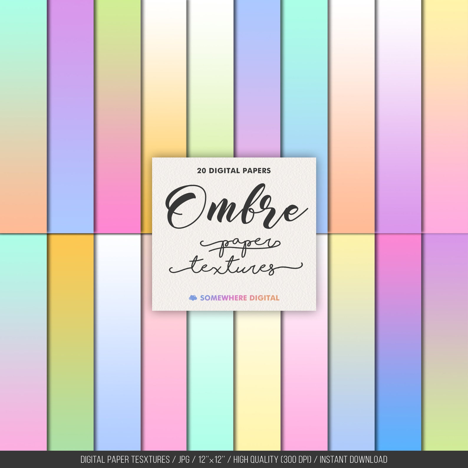 Ombre Digital Paper Ombre Pastel Digital Paper Ombre Texture Pastel ...