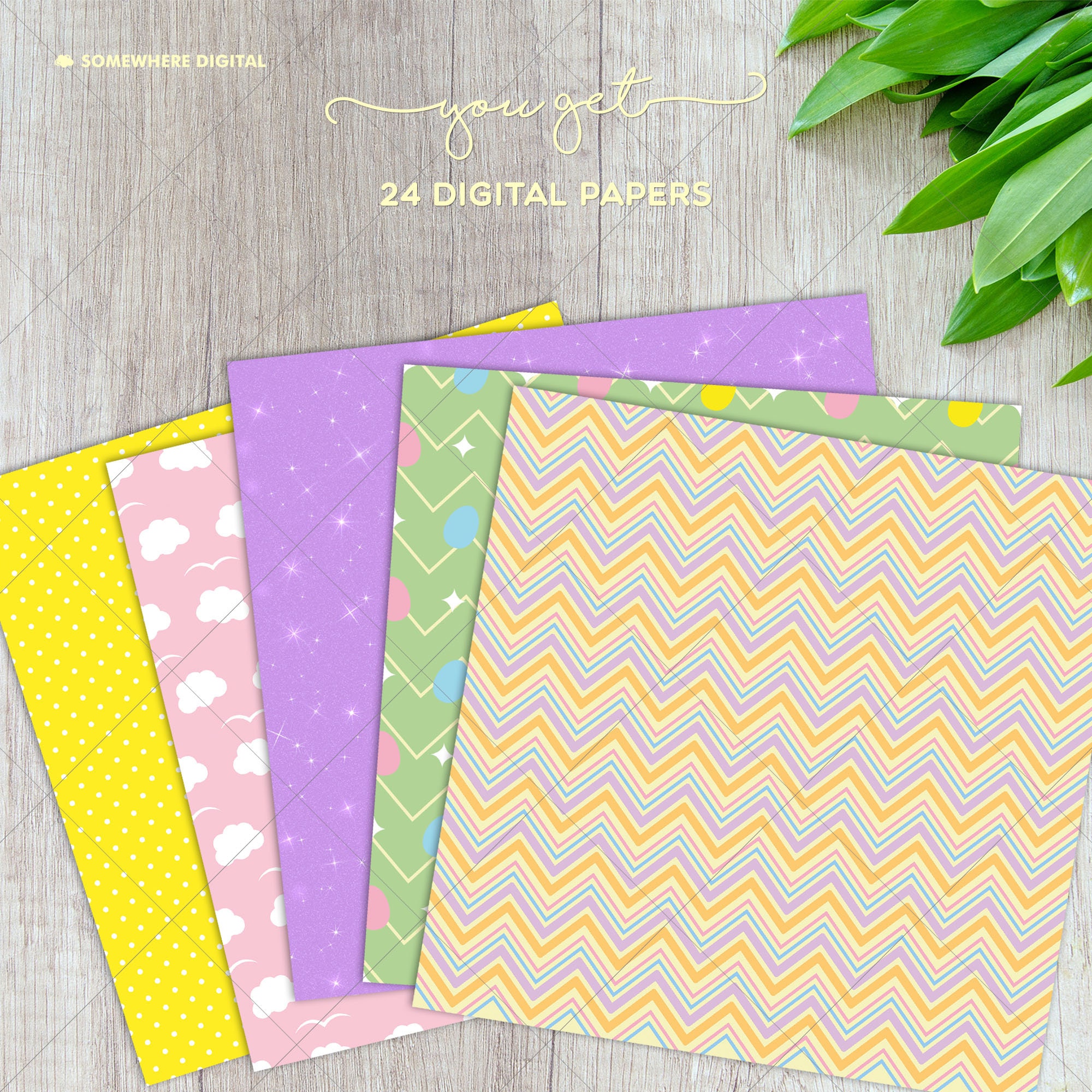Easter Digital Paper Easter Scrapbooking Kit Easter Bunnies Paper Chick ...