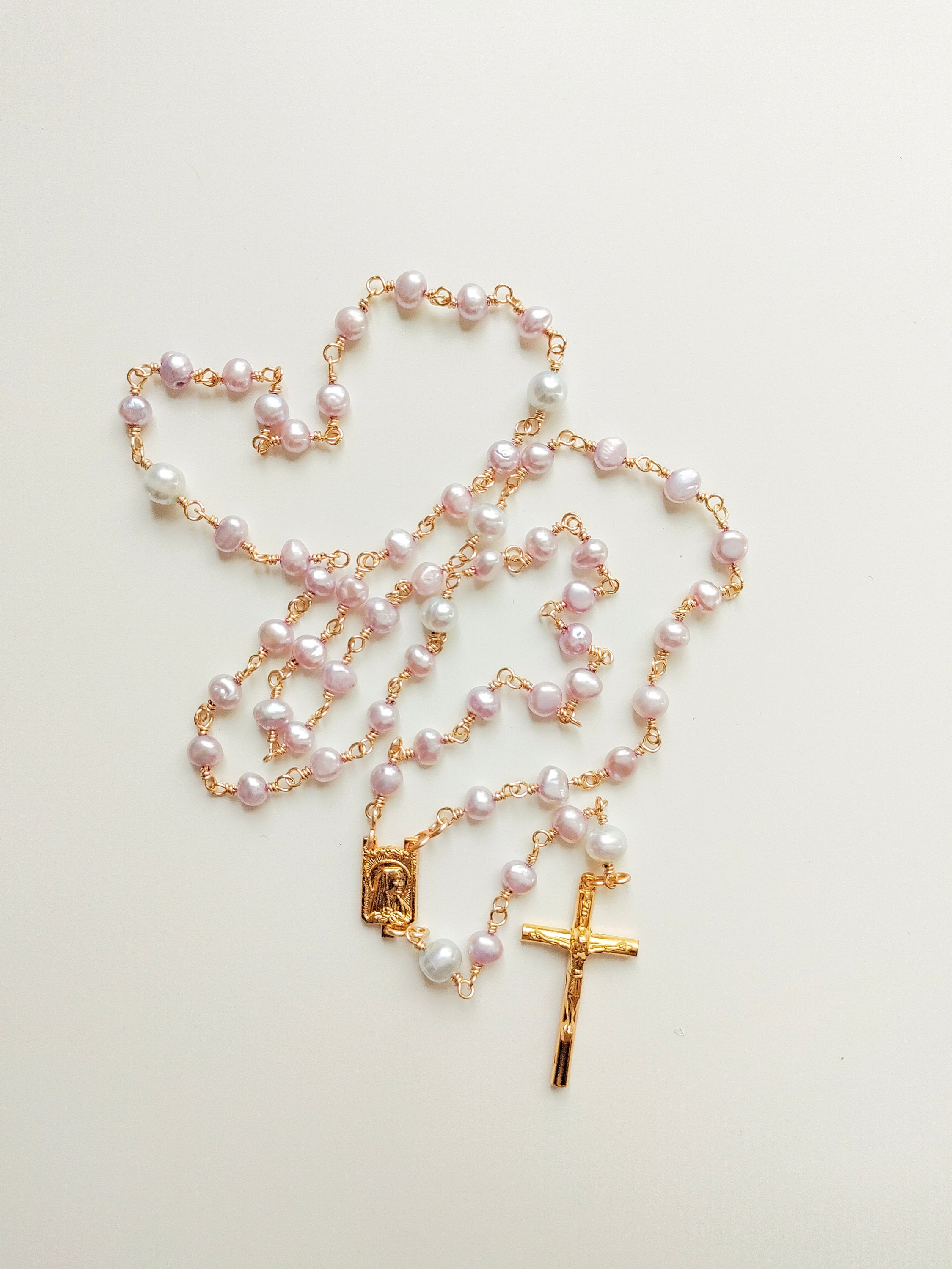 Artisan Wire Wrapped Rosary With Pastel Lilac & Aqua Blue - Etsy