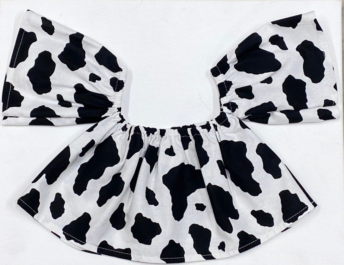 Cow Print off Shoulder Top, Girls Black Spots Crop Top, Boho Animal ...