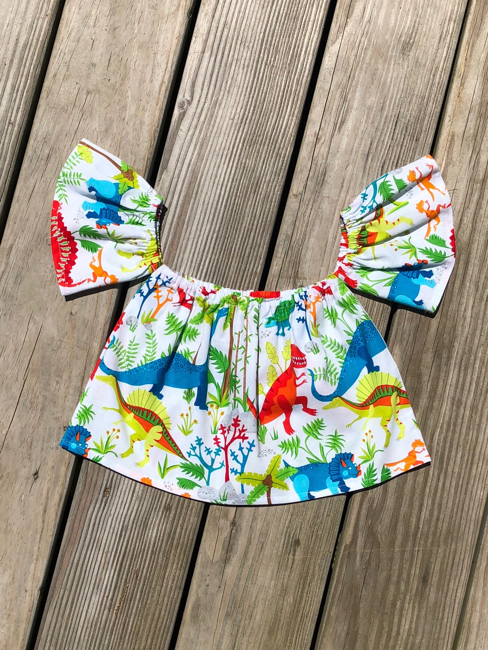 Dinosaur Girls off Shoulder Top / Girls Dinosaur Crop Top - Etsy