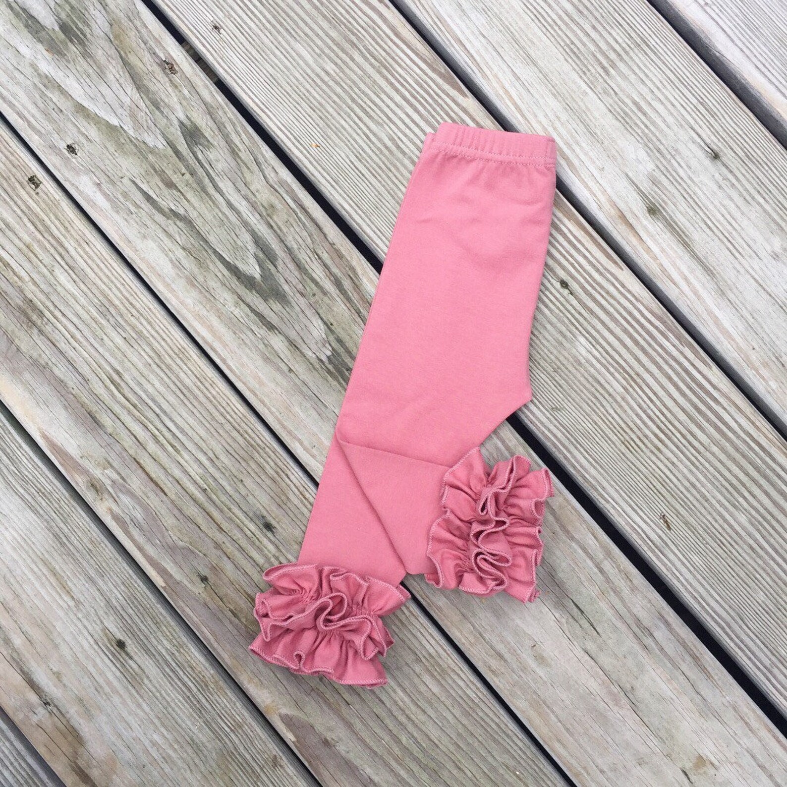 Double Ruffle Girls Leggings, Newborn Ruffle Leggings, Stretchy Knit ...