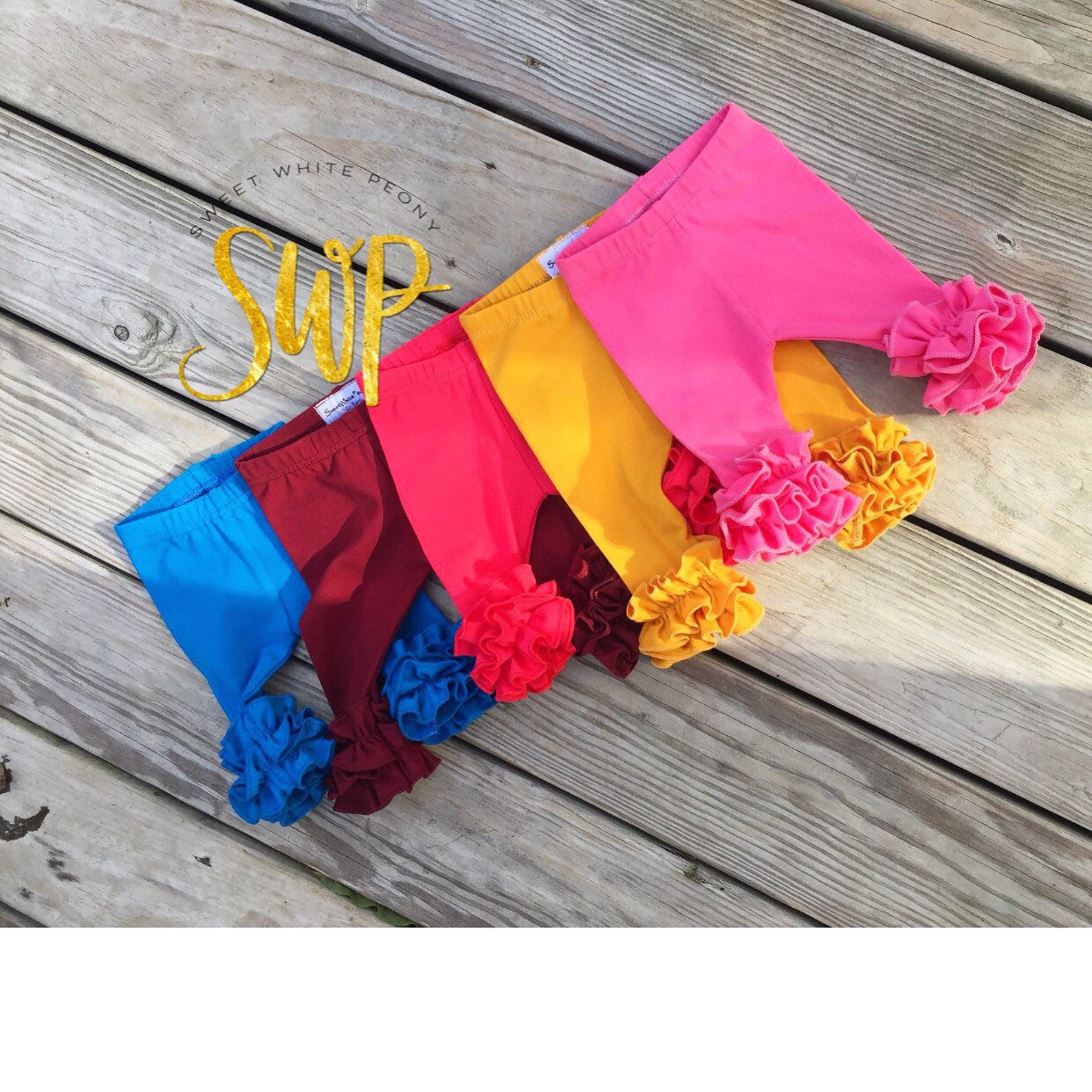 Double Ruffle Girls Leggings, Newborn Ruffle Leggings, Stretchy Knit ...