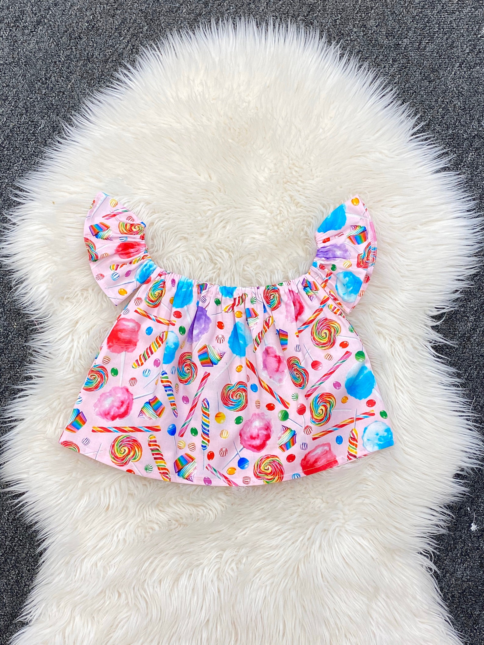 Candy land off shoulder top girls rainbow candy crop top | Etsy