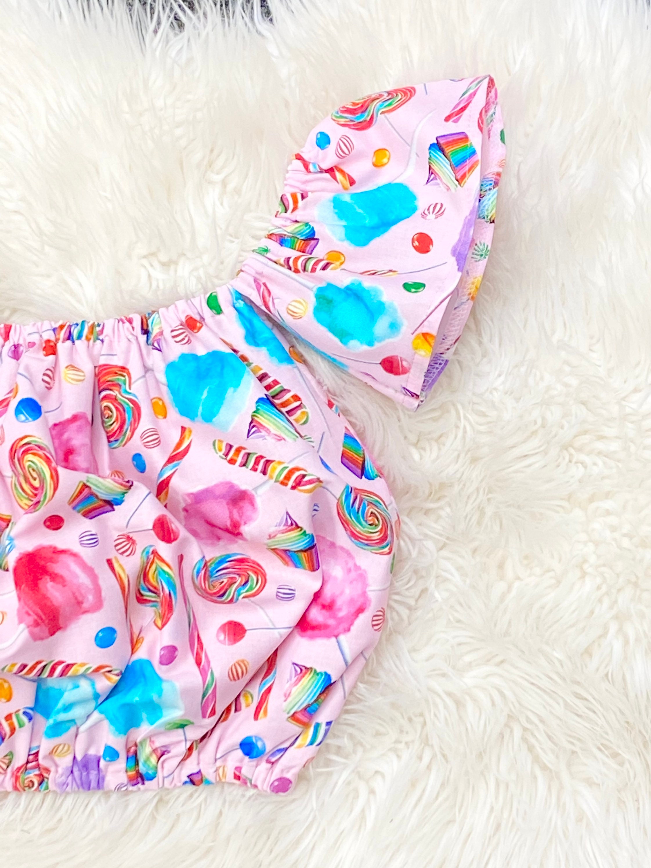 Candy Land off Shoulder Top Girls Pink Crop Top Toddler - Etsy