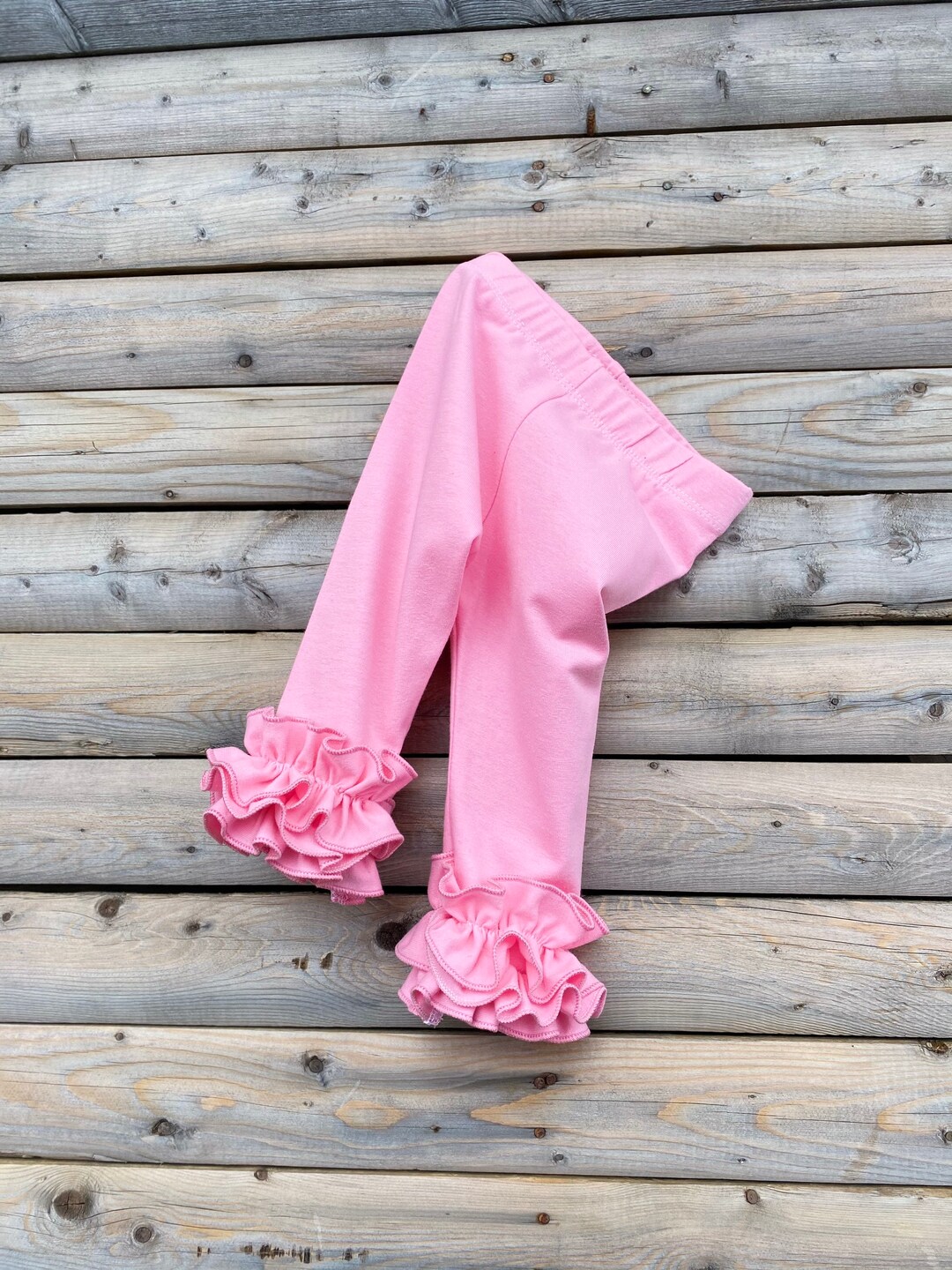 Baby Pink Double Ruffle Girls Leggings, Thanksgiving, Newborn Ruffle ...