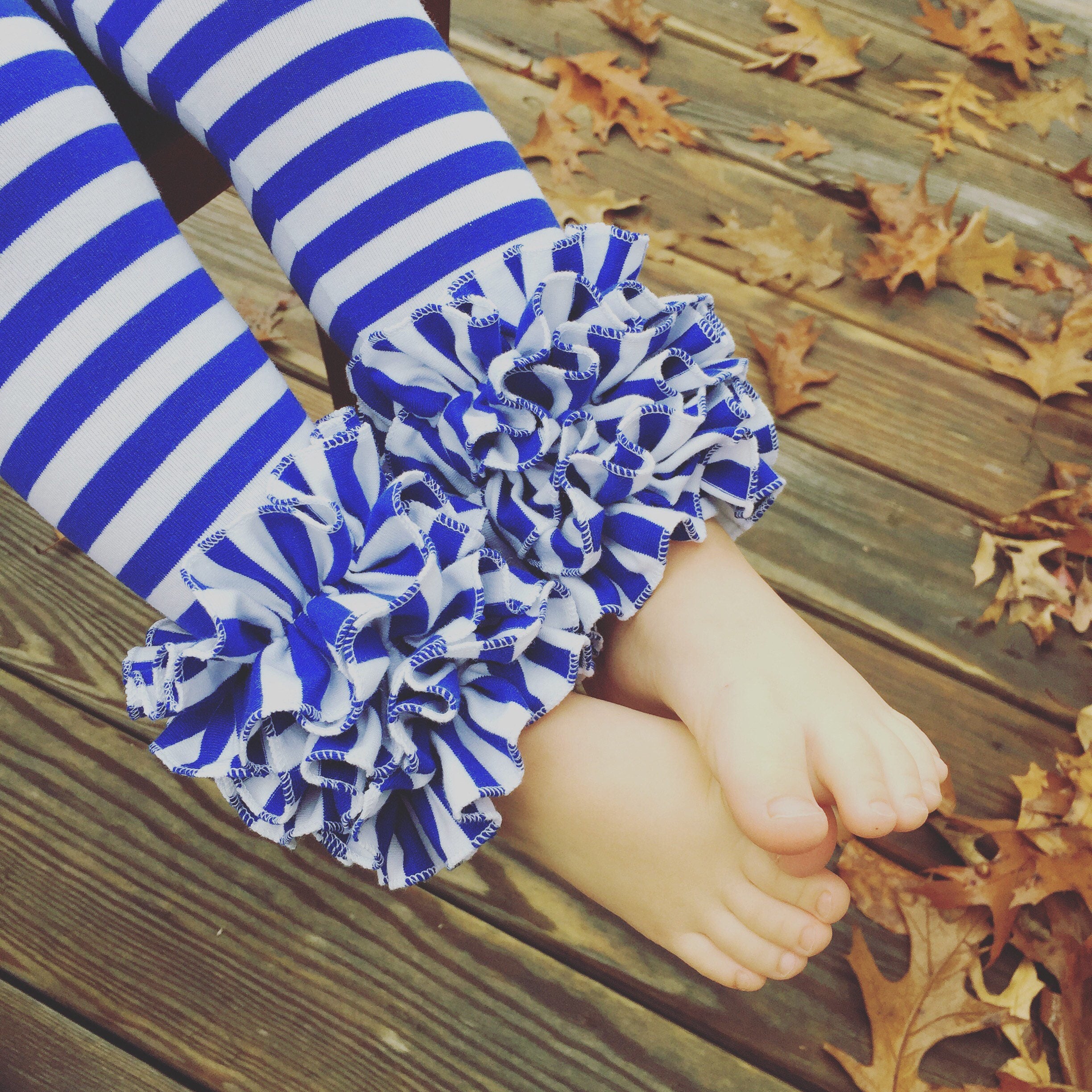 Triple Ruffle Knit Leggings Baby Girl Striped Leggings Royal | Etsy