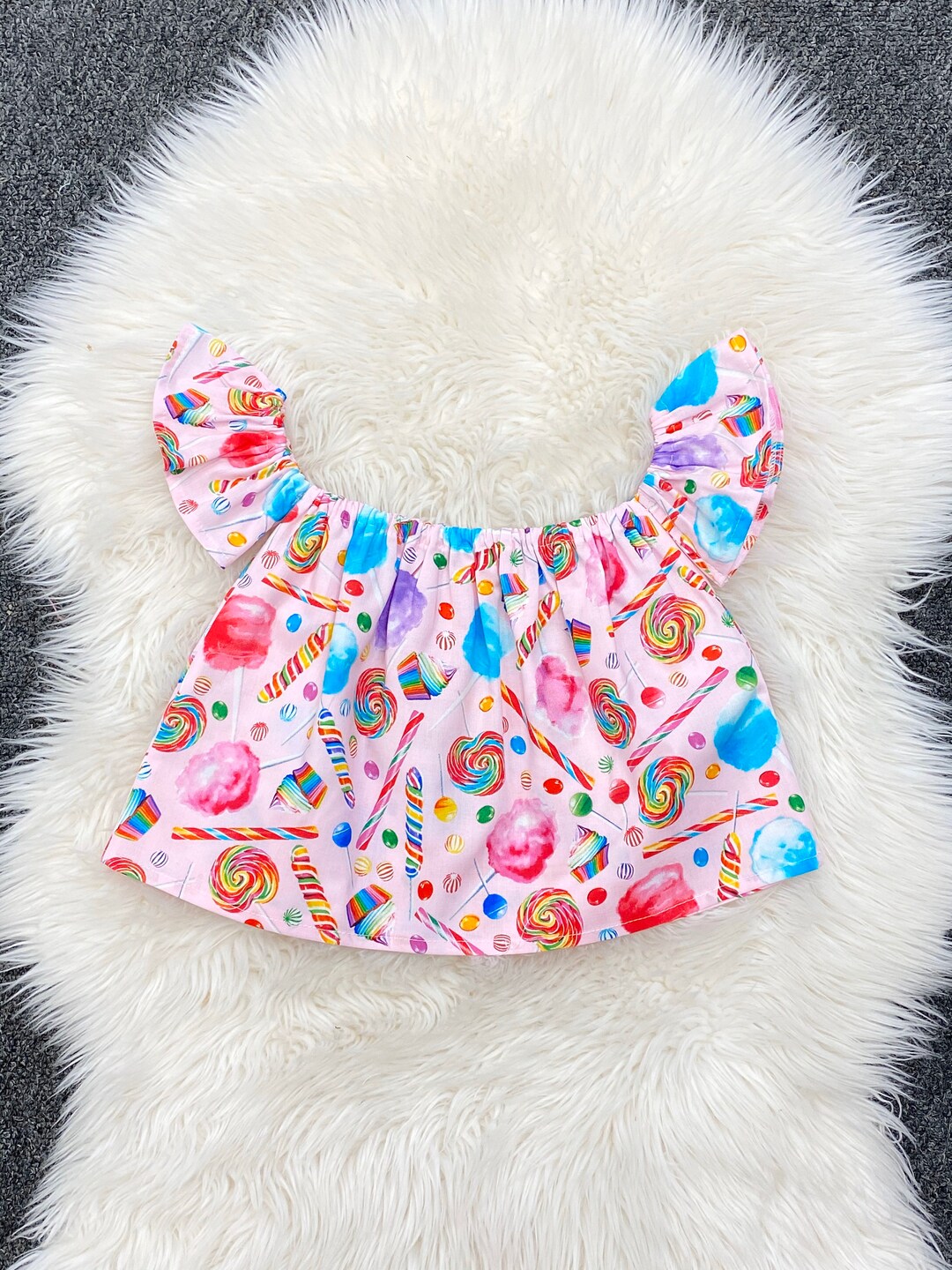 Candy Land off Shoulder Top Girls Rainbow Candy Crop Top - Etsy