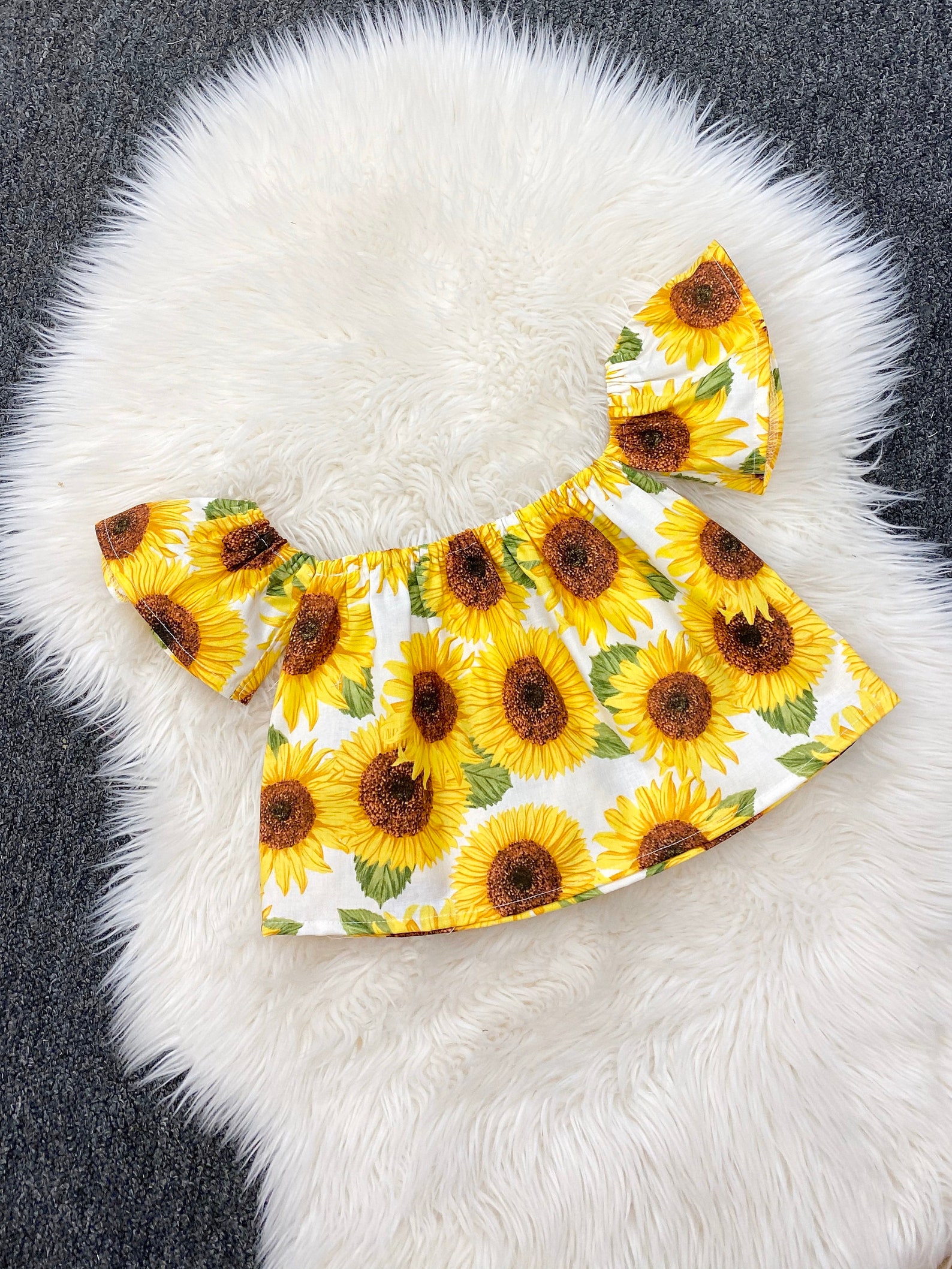 Sunflower off shoulder top girls yellow sunflower crop top | Etsy