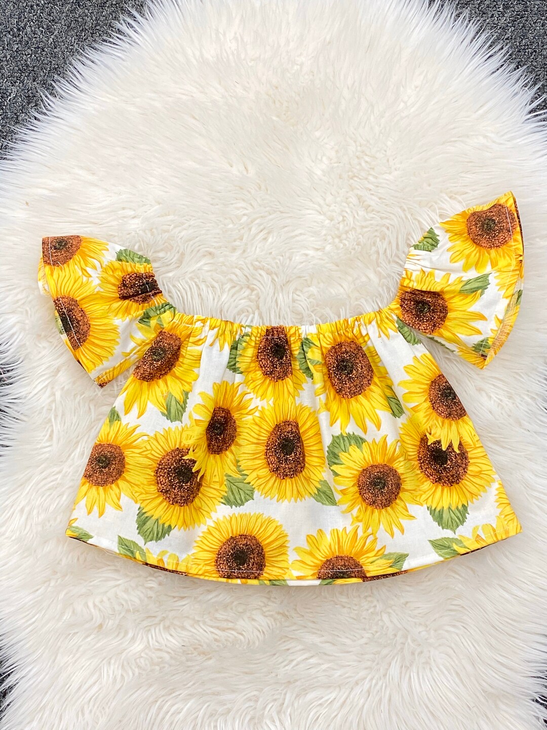 Sunflower off Shoulder Top, Girls Yellow Sunflower Crop Top, Sunflower ...