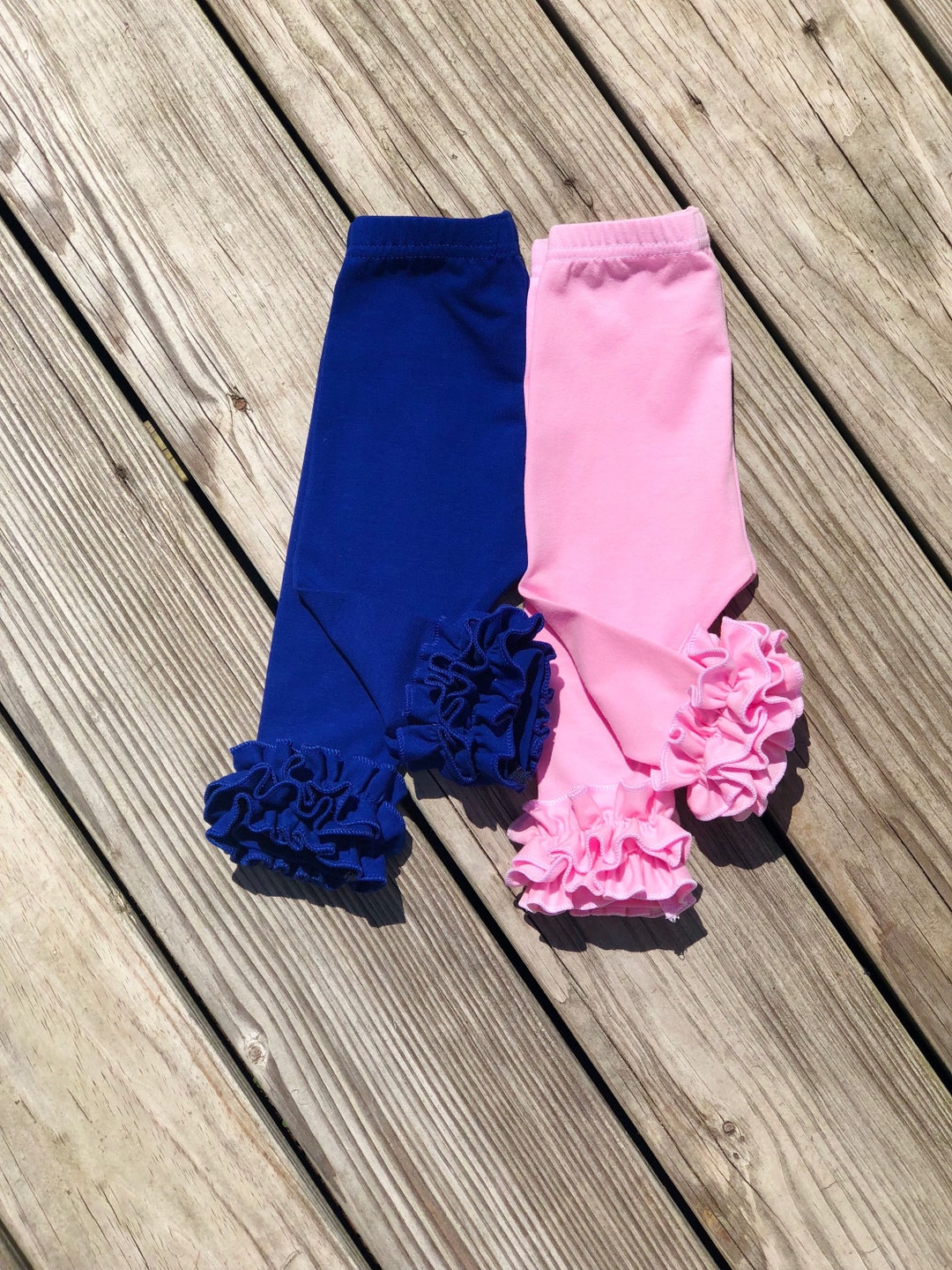 Double Ruffle Girls Leggings, Newborn Ruffle Leggings, Stretchy Knit ...