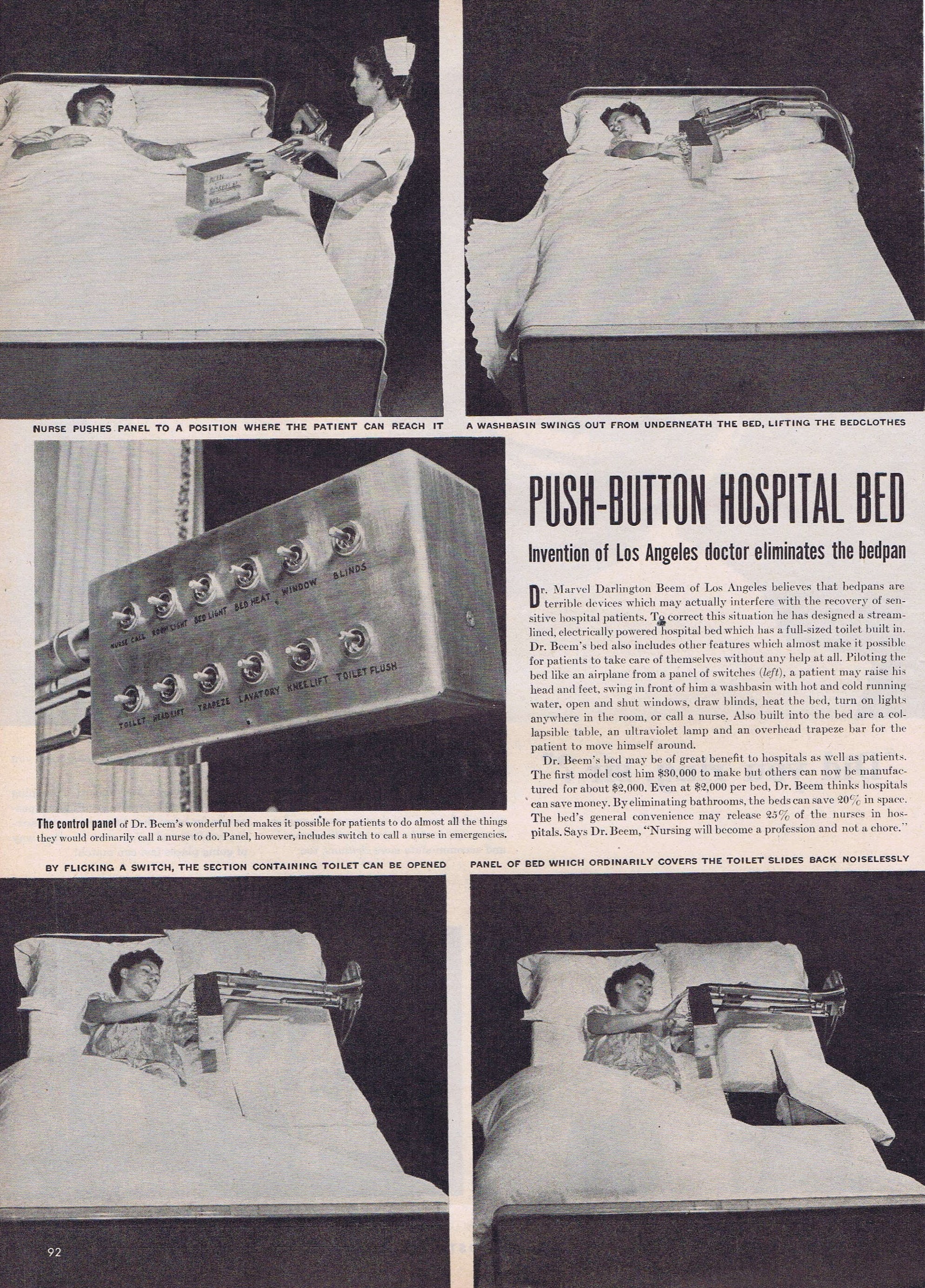 1945 Push-button Hospital Bed by Dr. Marvel Beem Vintage Pictures and ...