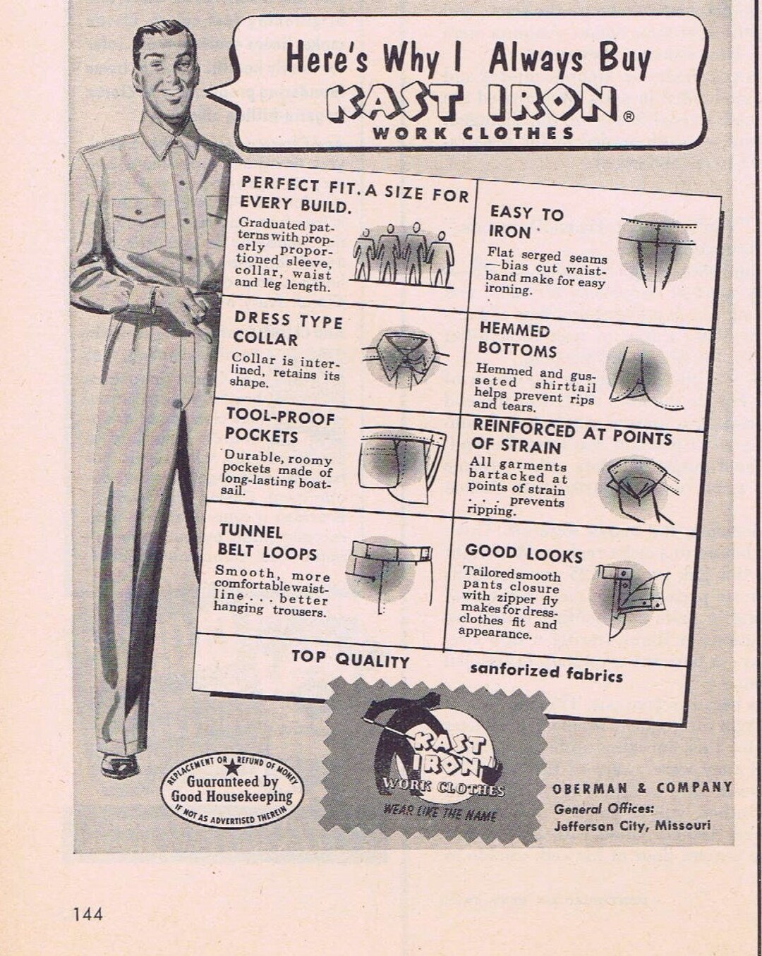 1952 Kast Iron Work Clothes Vintage Advertisement or Androcles and the ...