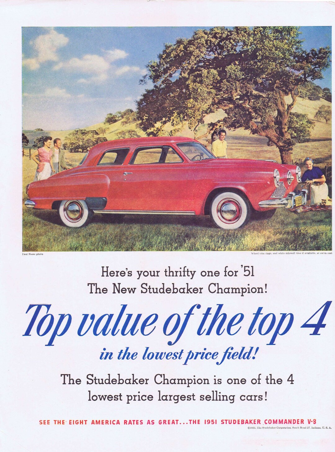 1951 New Champion Red Studebaker Coupe Original Vintage Automobile ...
