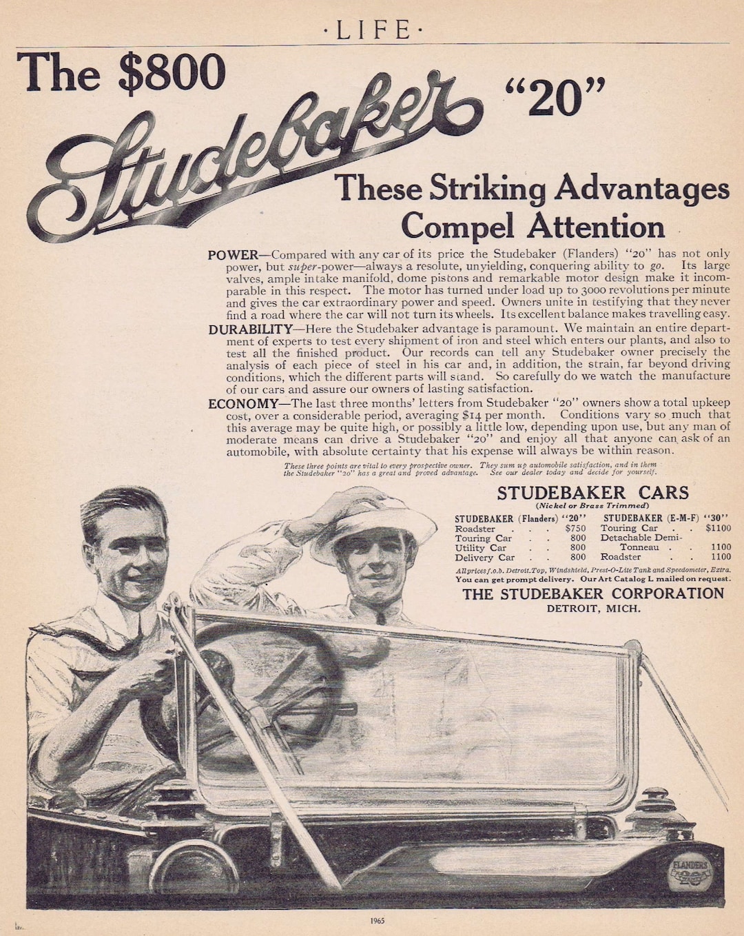 1913 Studebaker Flanders 20 Original Vintage Automobile Advertisement ...