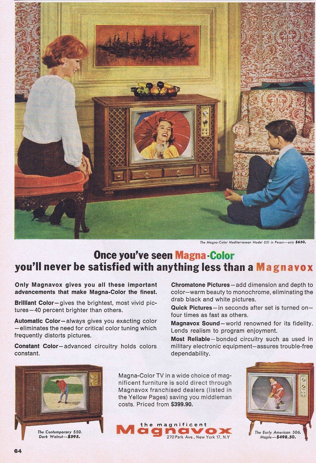 1965 Magnavox Television With Magna-color Original Vintage ...
