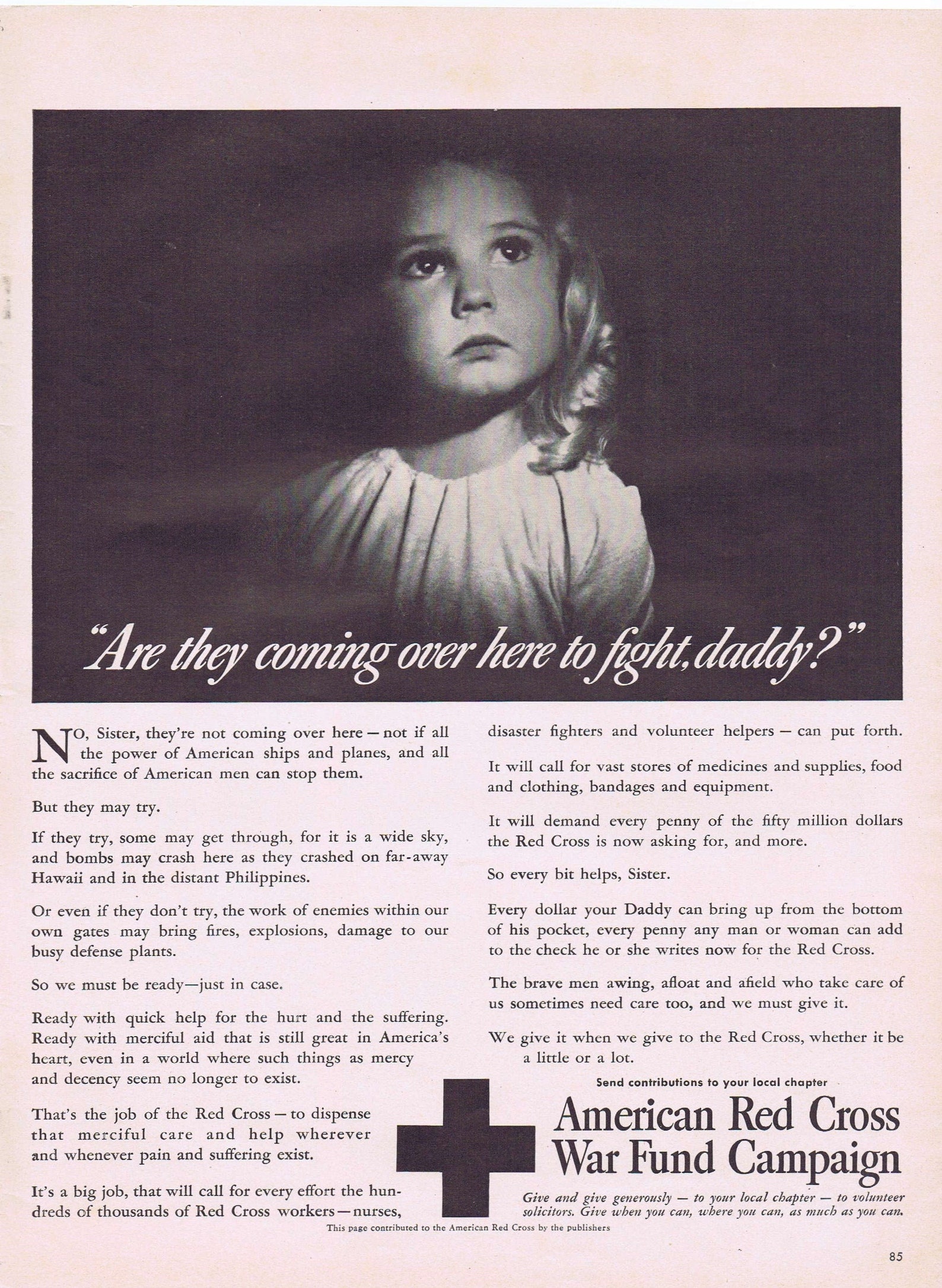 WW2 American Red Cross War Fund Campaign 1942 Original Vintage Salute ...