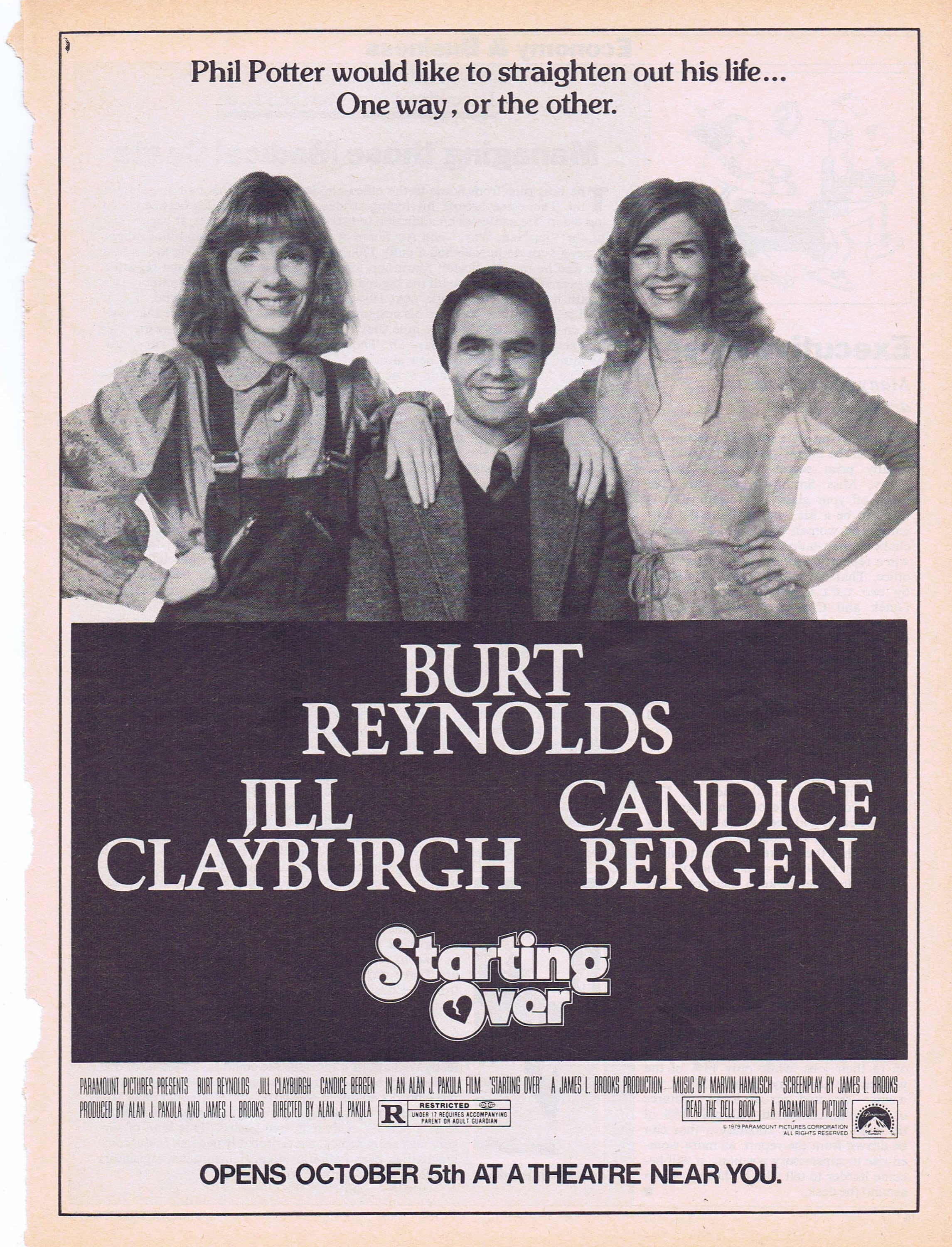 Starting Over 1979 Original Movie Advertisement With Burt Reynolds ...
